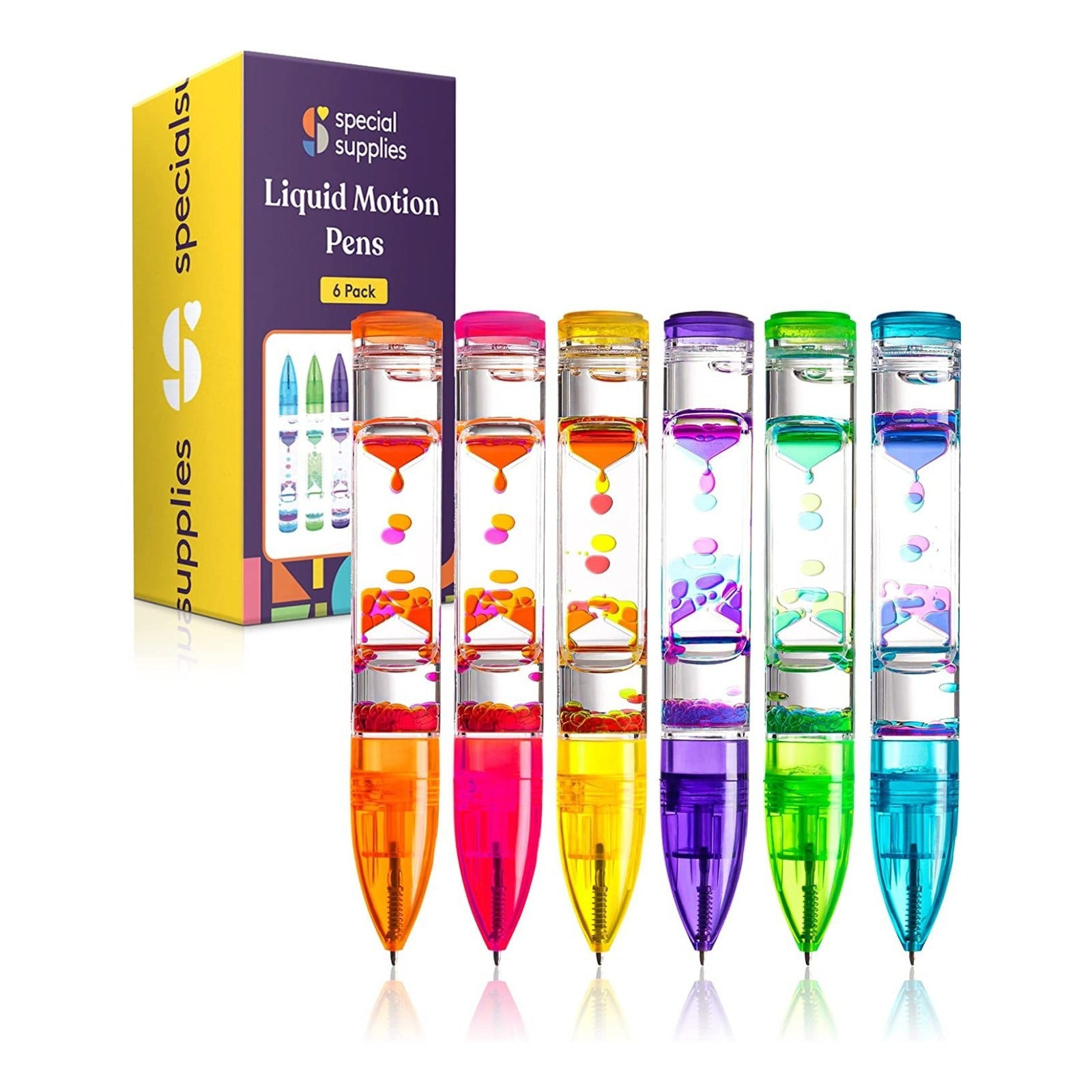 Liquid Motion Pens 6pk Hourglass Timer Pens – The Sensory Site